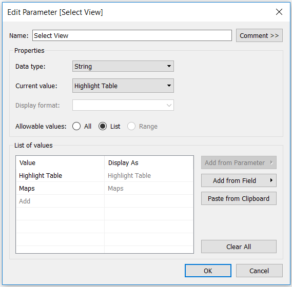 Tableau String Parameter With Highlight Table Current Value Ryan Sleeper